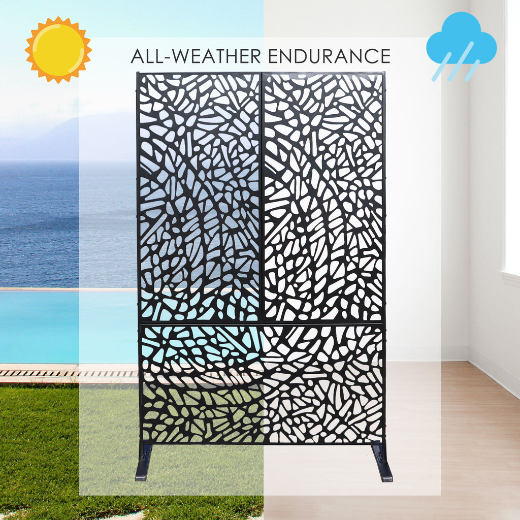 Kozyard Metal Privacy Screen Decorative Outdoor Divider with Stand Pan